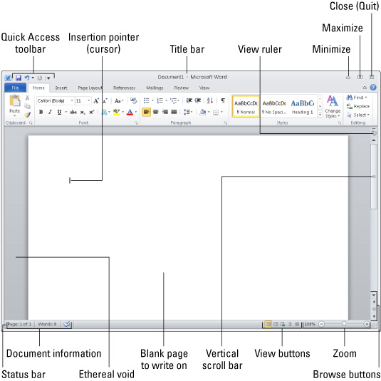Computer World Parts Of MS Word Interface